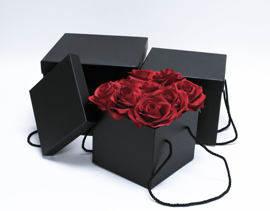 W9458 Black Square Flower Boxes Set of 3 | D & E Floral Supplies