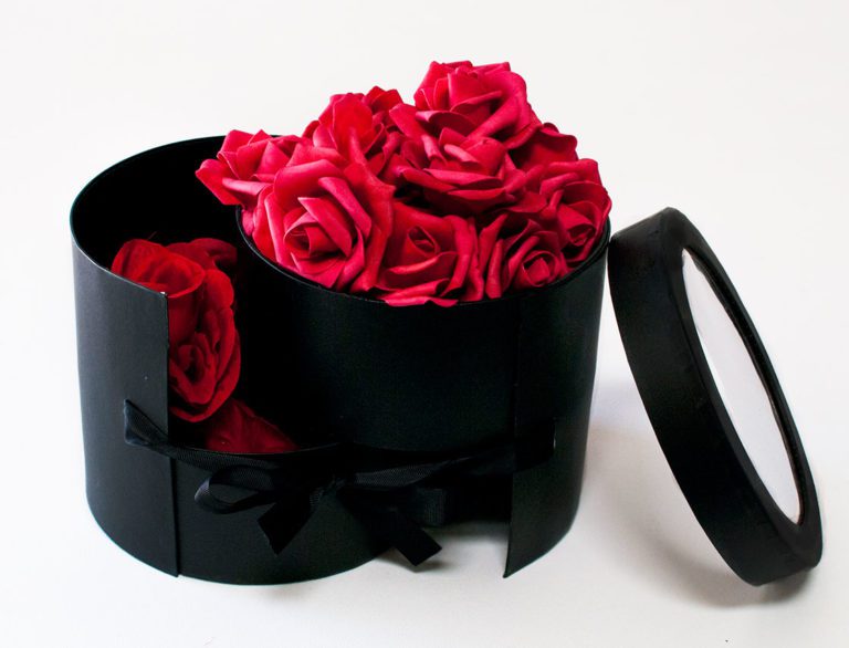 W9590 Double Layer Black Round Flower Box with Window Top (Two-Layers ...