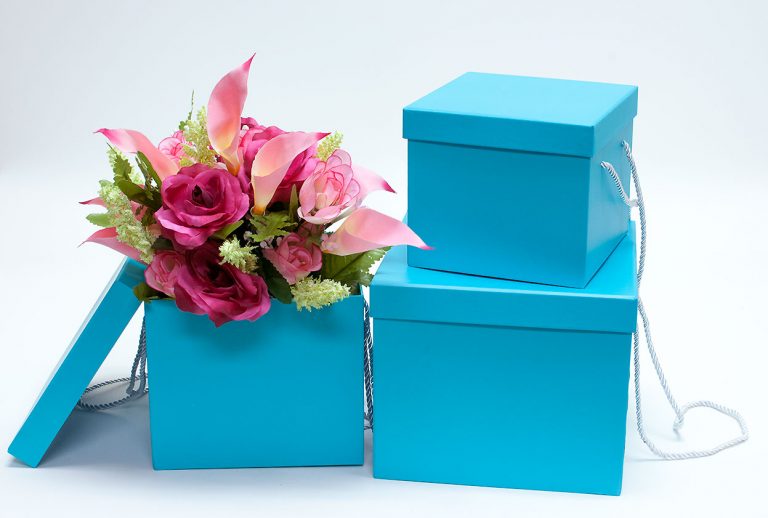 W9458 Light Blue Square Flower Boxes Set of 3 | D & E Floral Supplies