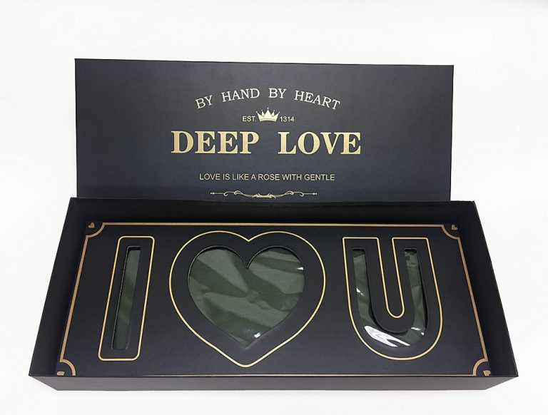 Black I Love You Flower Box foldable liner and floral foams included