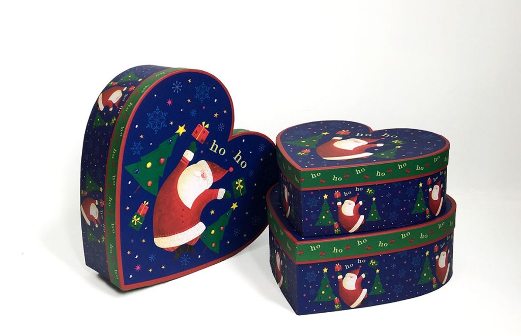 W7845 Blue Christmas Santa Heart Shape Flower Boxes Set of 3 | D & E ...