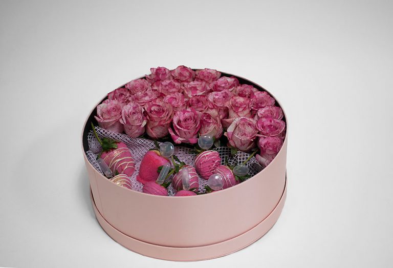 Big Pink Round Shape Flower Box With Liner | D & E Floral Supplies