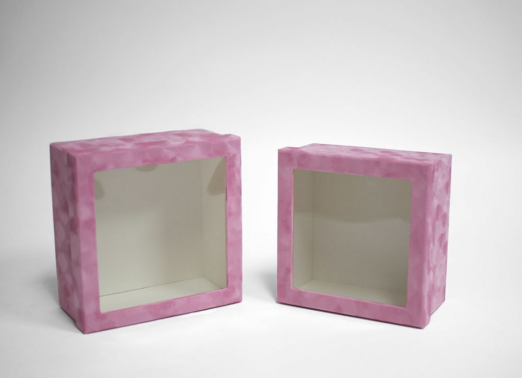 w7337 Pink Velvet Square Flower Box with Window Set of 2 | D & E Floral ...