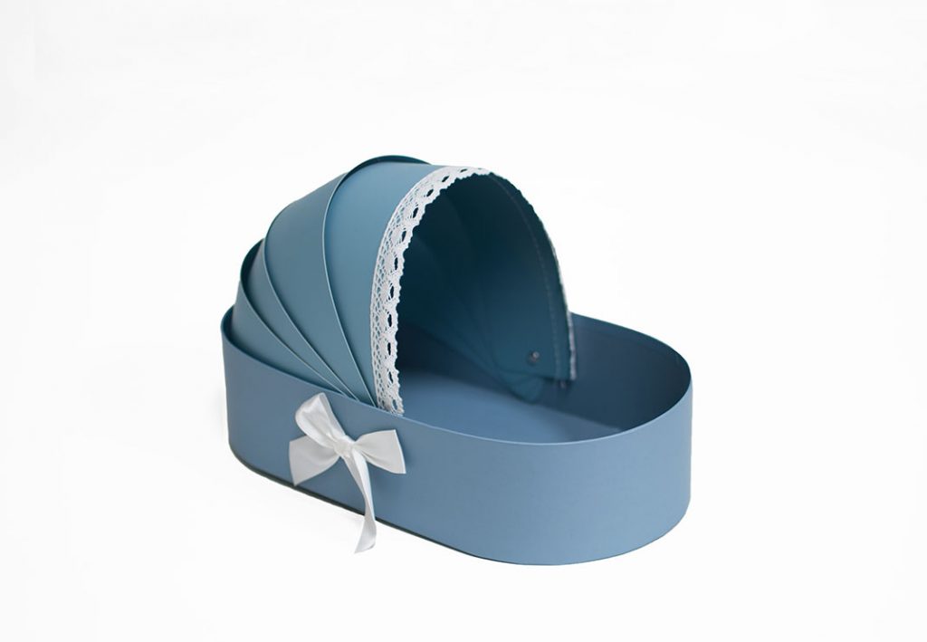 W9298 Blue Baby Bassinet Flower Box | D & E Floral Supplies