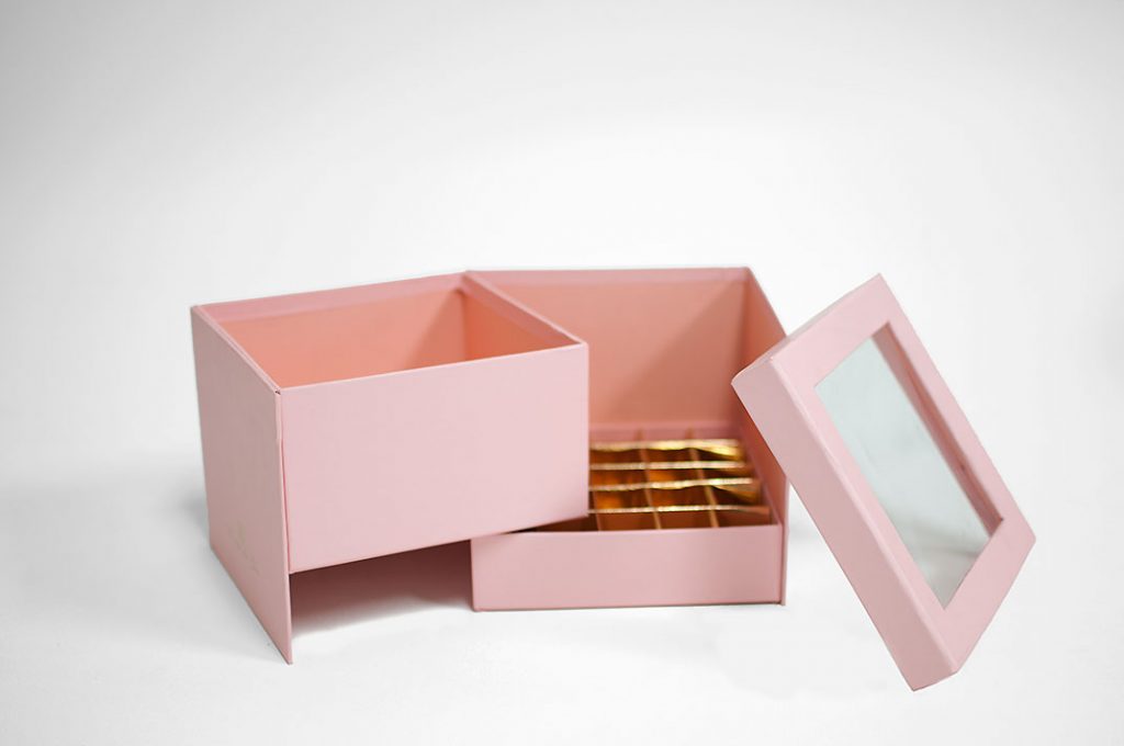 W9770 Pink Square Double Layer Flower Box With Window | D & E Floral ...