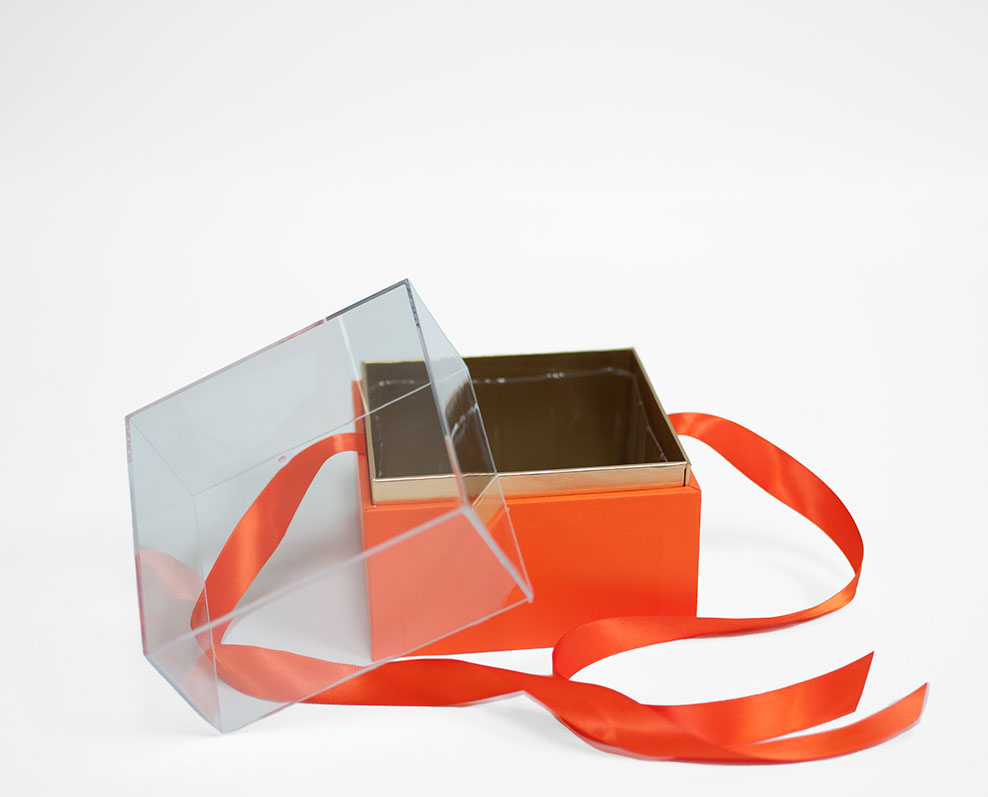 1131Aorange Mini Orange Acrylic Square Flower Box | D & E Floral Supplies