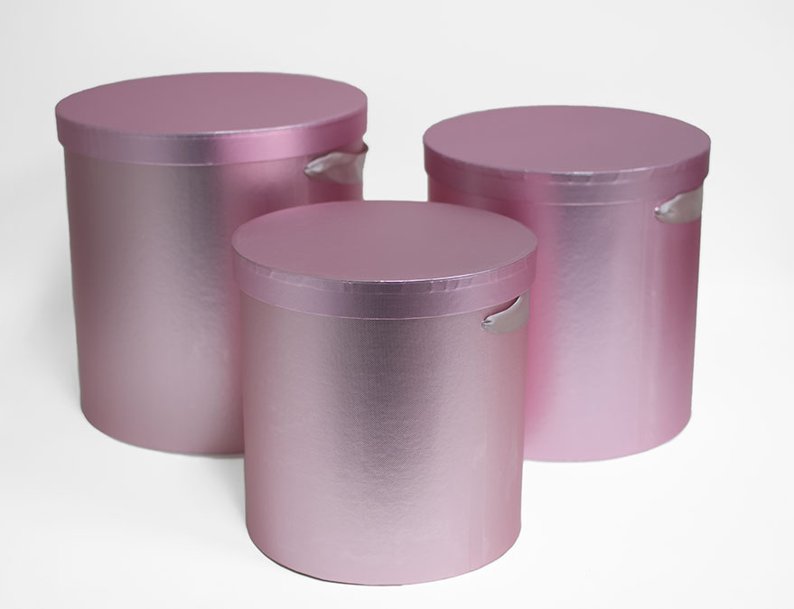 100333 Rose Gold Set of 3 Round Barrel | D & E Floral Supplies