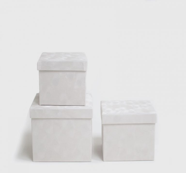 W7647 White Set of 3 Velvet Square Flower Boxes | D & E Floral Supplies