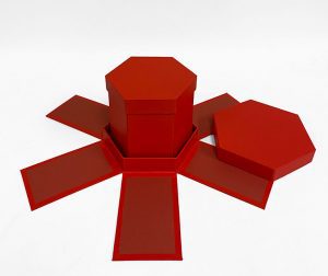 W7437 Red Hexagon Surprise Box Set of 3 | D & E Floral Supplies