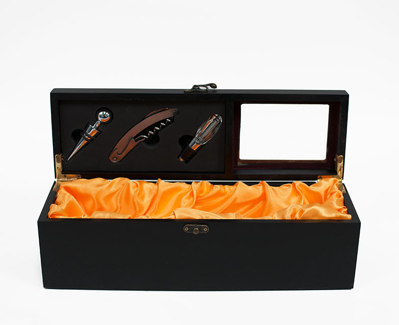 ZJ836 Yellow Coffin Box Wine Opener Set | D & E Floral Supplies